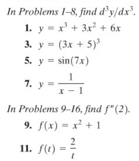 Solved In Problems 1−8, find d3y/dx3. 1. y=x3+3x2+6x 3. | Chegg.com