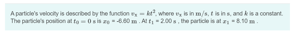 Solved A particle's velocity is described by the function | Chegg.com