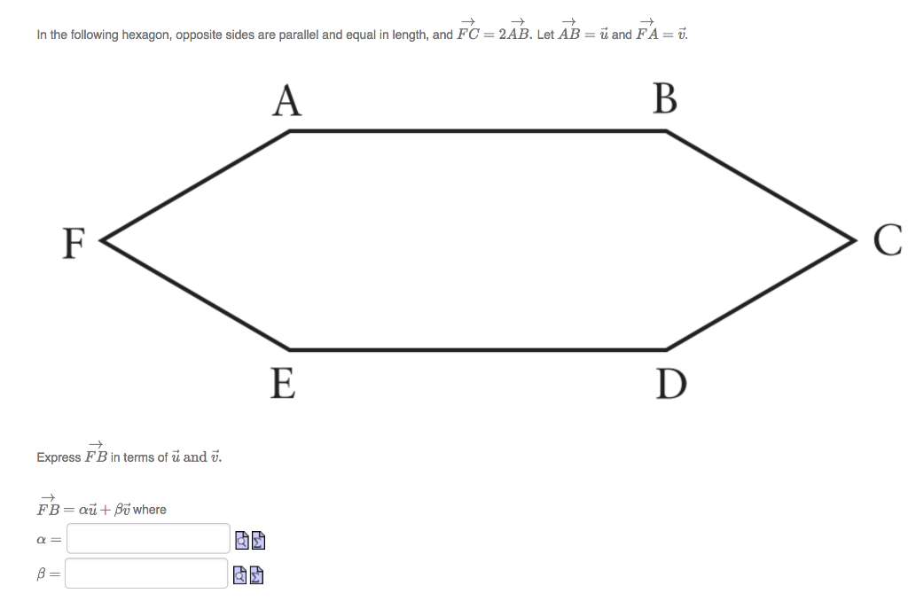 Solved In the following hexagon, opposite sides are parallel | Chegg.com