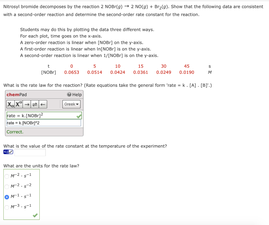 Solved Nitrosyl bromide decomposes by the reaction | Chegg.com