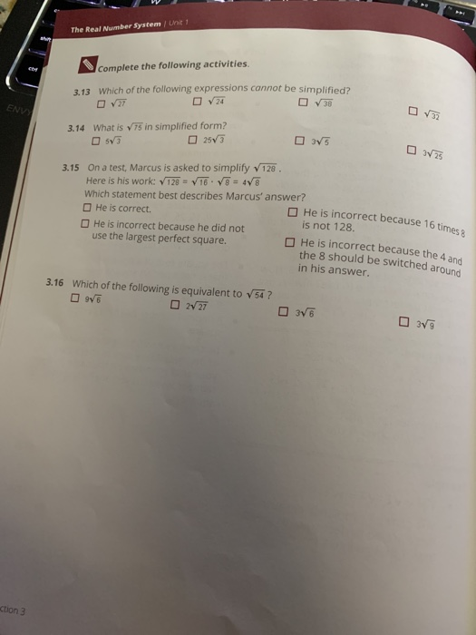 Solved Unit 1 The Real Number System Complete the following | Chegg.com