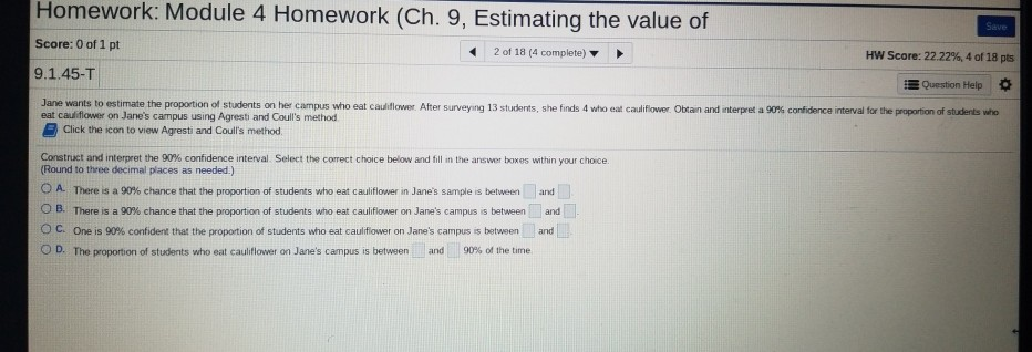 Solved Homework Module 4 Homework Ch 9 Estimating The
