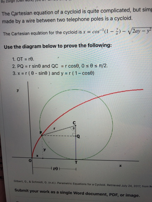 Solved Directions A cycloid is the curve traced by a point P | Chegg.com