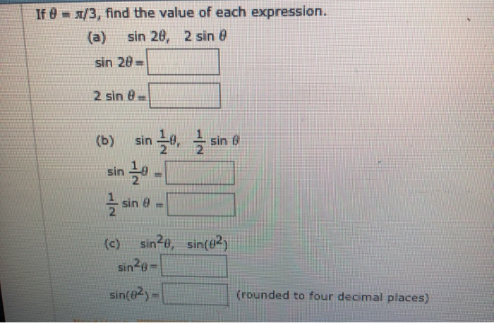 Solved If e /3, find the value of each expression. sin 20, 2 | Chegg.com