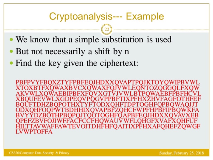 Solved Cryptoanalysis Example . We know that a simple | Chegg.com