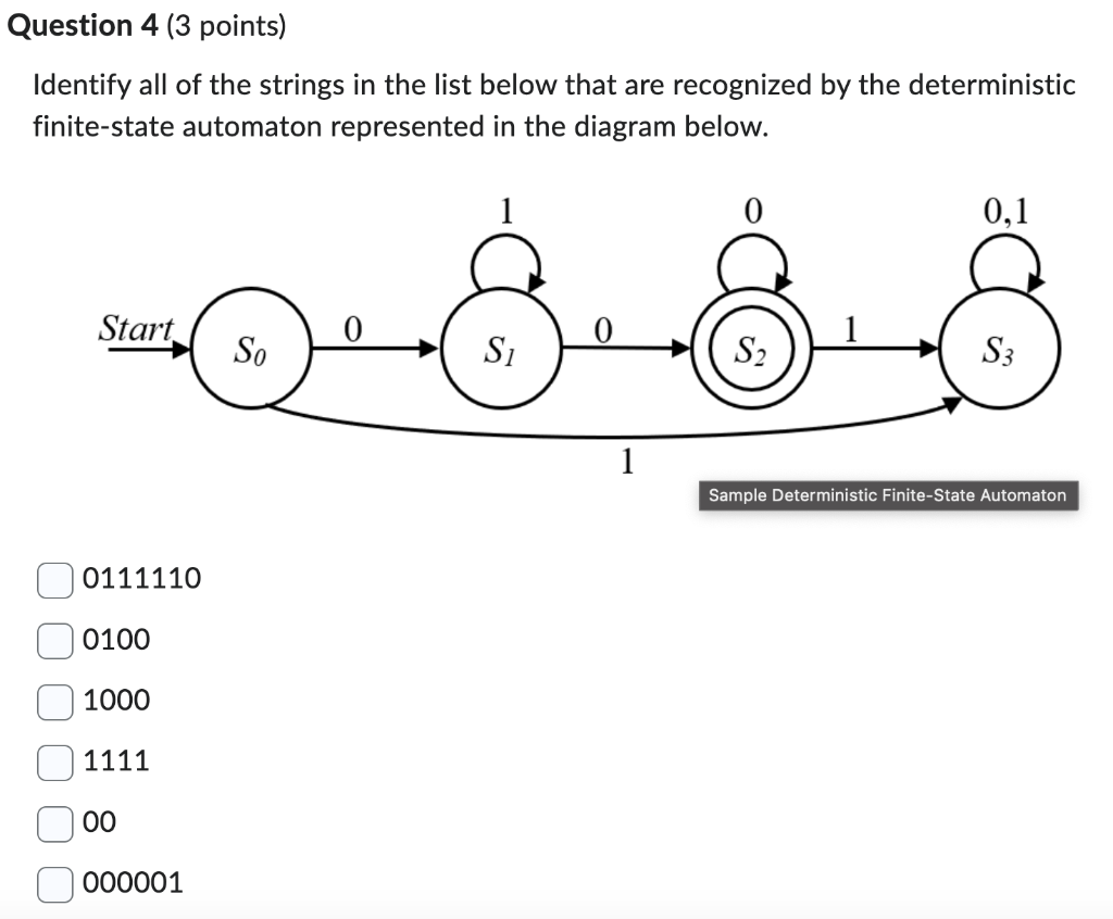 Solved Identify all of the strings in the list below that | Chegg.com