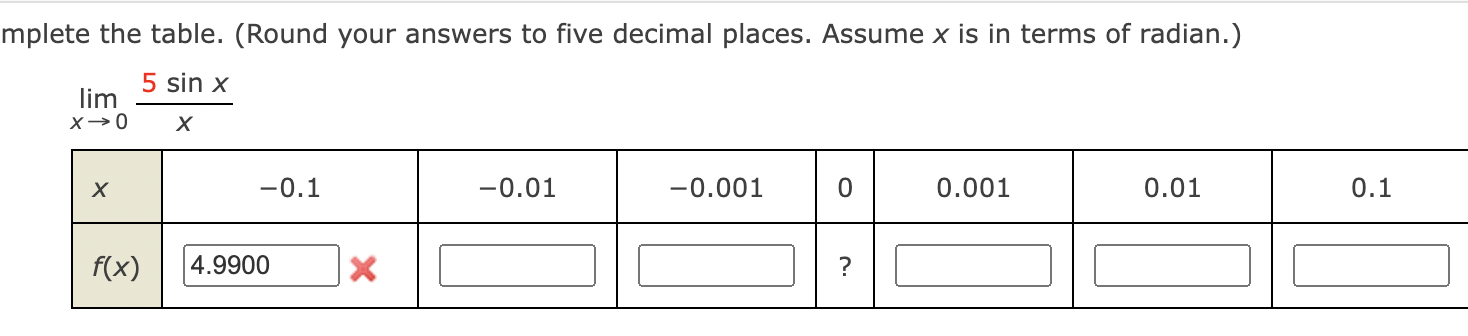 Solved mplete the table. (Round your answers to five decimal | Chegg.com