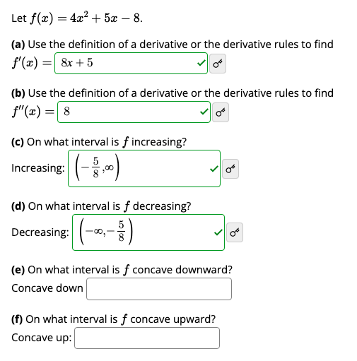 Solved Let F X 4x2 5x−8 A Use The Definition Of A