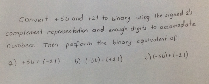 Solved using the signed 2’s complement representation and | Chegg.com Solved using the signed 2’s complement representation and | Chegg.com