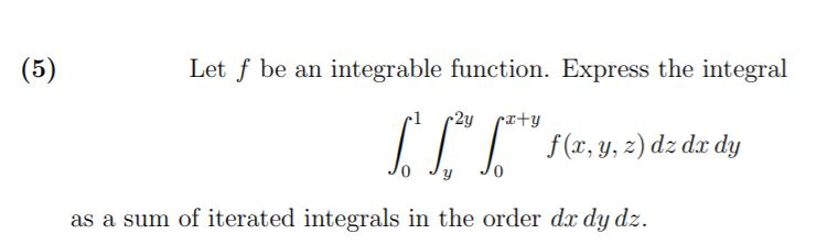 Solved Let f be an integrable function. Express the integral | Chegg.com