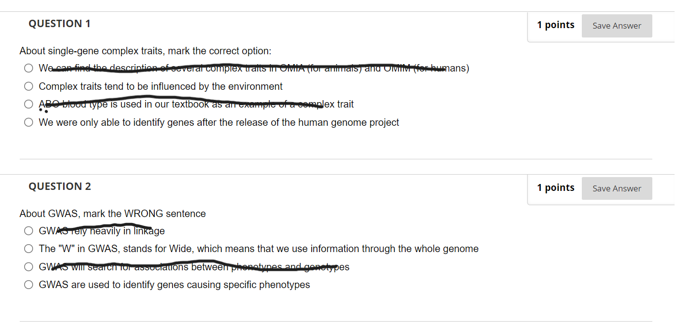 Solved Q1: About single-gene complex traits, mark the | Chegg.com