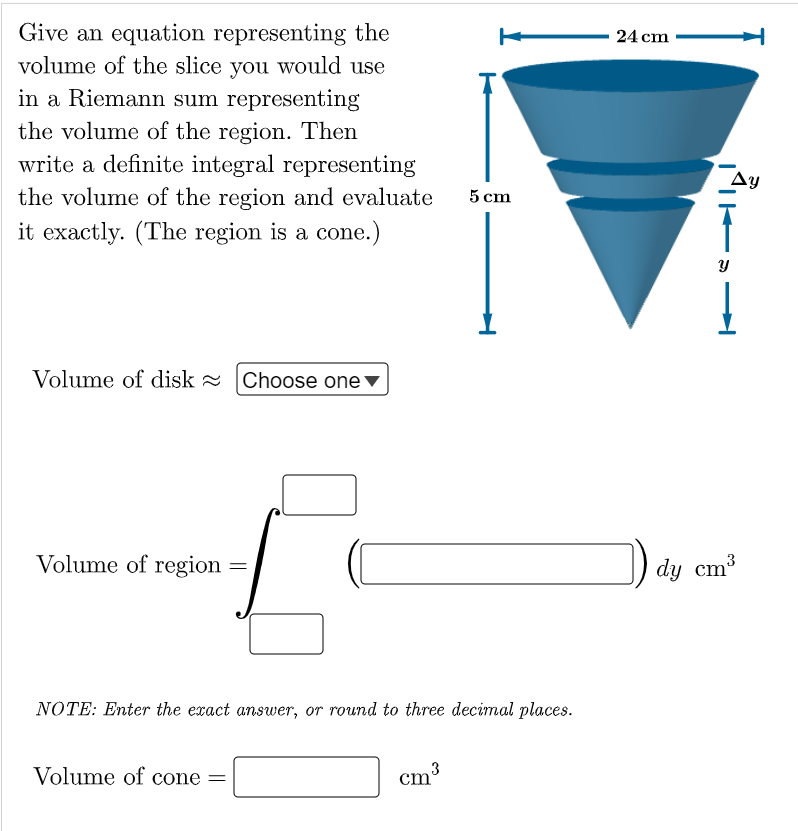 Solved 24 cm Give an equation representing the volume of the | Chegg.com