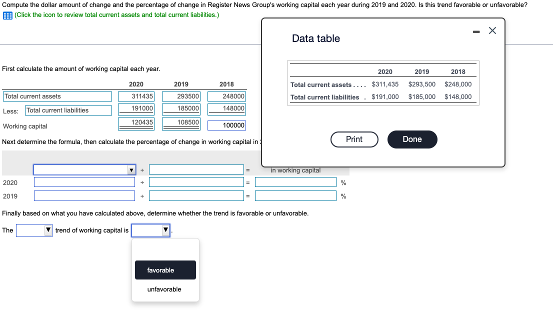 Solved Compute the dollar amount of change and the | Chegg.com