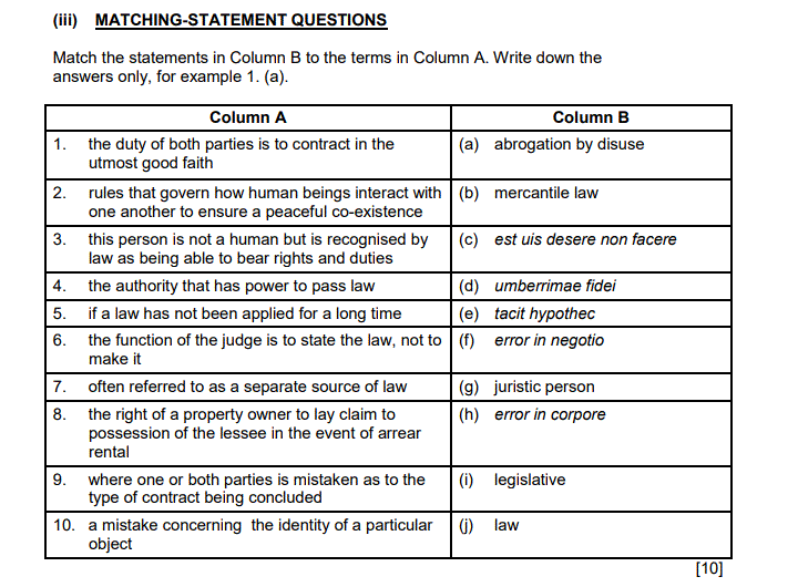 Solved (iii) MATCHING-STATEMENT QUESTIONS Match the | Chegg.com