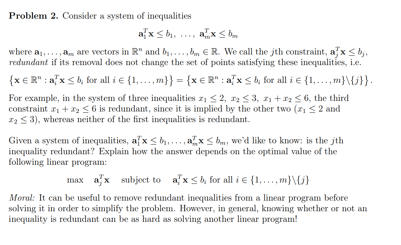 Solved Problem 2. Consider a system of inequalities | Chegg.com