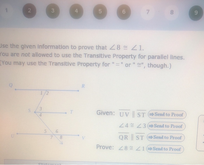 Solved Use the given information to prove that angle 8 in | Chegg.com