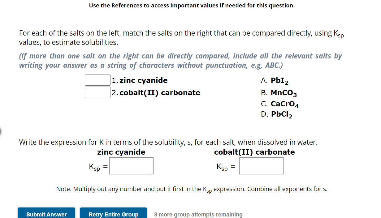 Solved For each of the salts on the left, match the salts on | Chegg.com