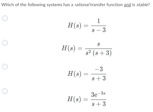 Solved Which of the following systems has a rational | Chegg.com