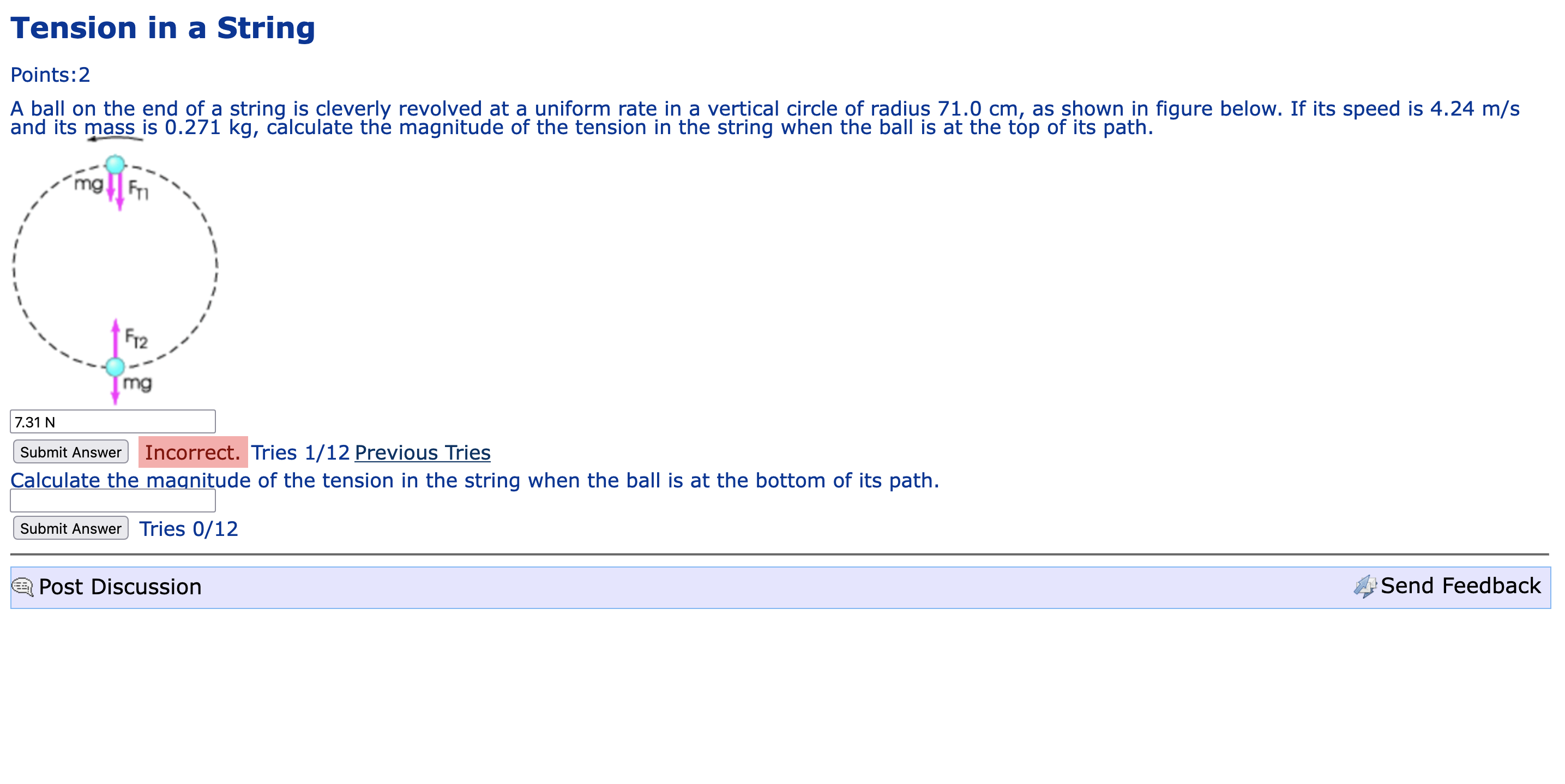 Solved A ball on the end of a string is cleverly revolved at | Chegg.com