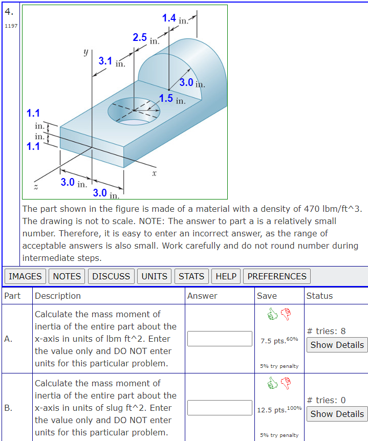 Solved The part shown in the figure is made of a material | Chegg.com