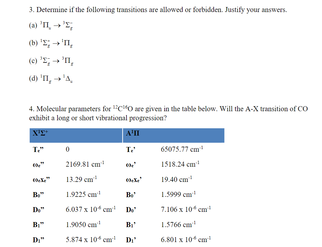 Solved 3. Determine if the following transitions are allowed | Chegg.com