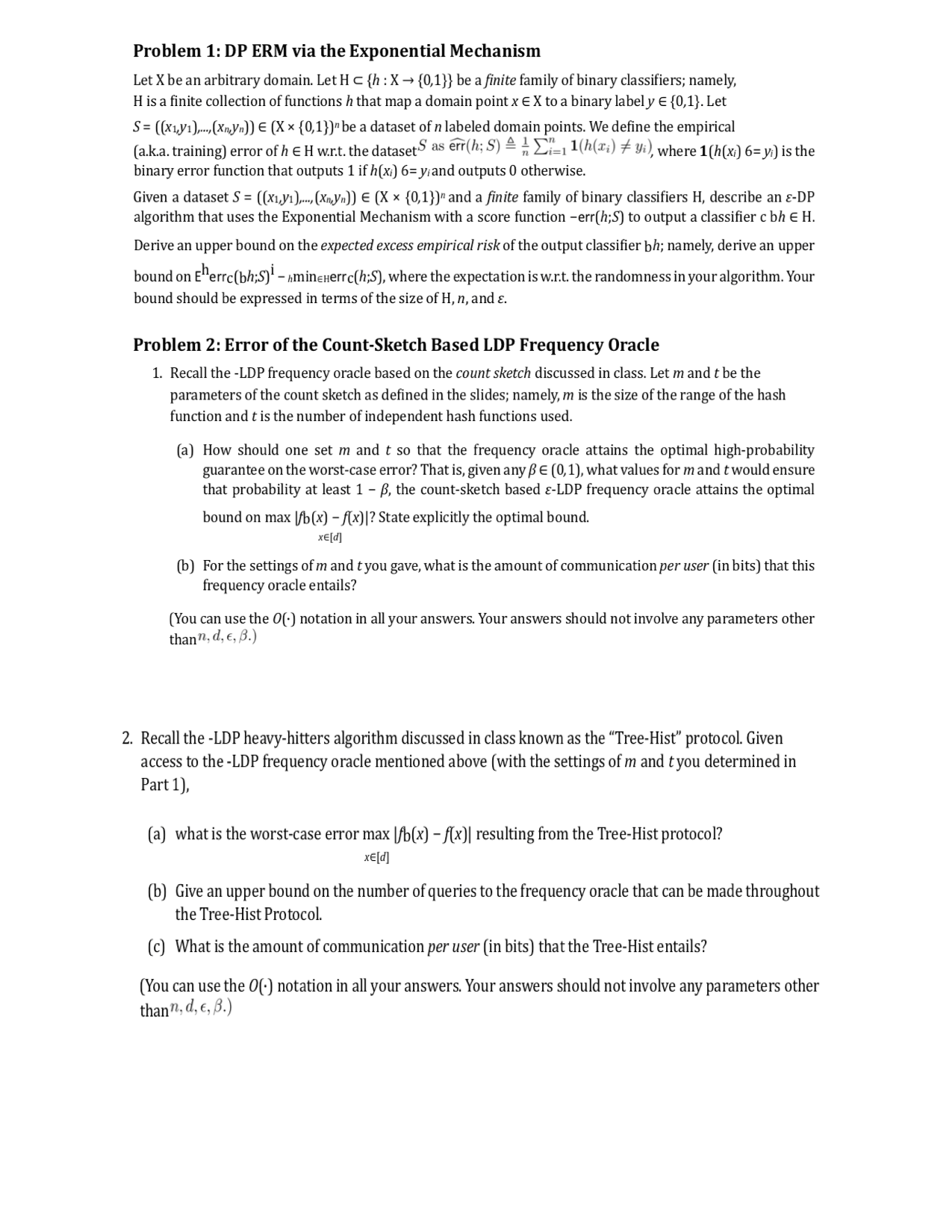 Solved Problem 1: DP ERM via the Exponential MechanismLet x | Chegg.com