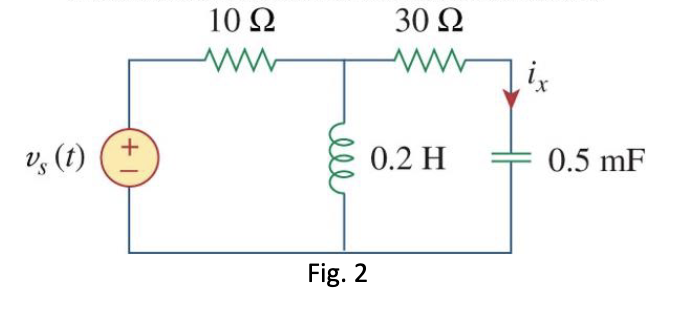 Solved 8) Find ix(t) in the circuit of Fig 2 in cosine form, | Chegg.com