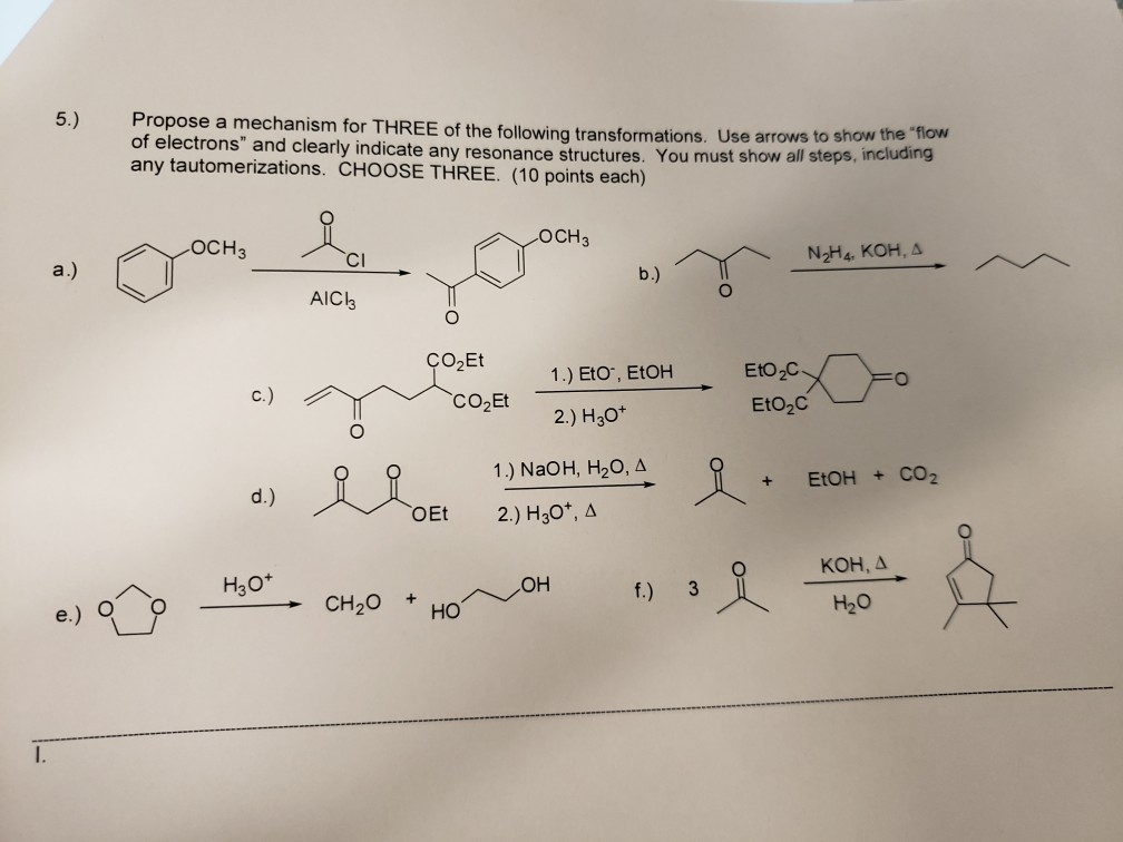 Solved 5.) Propose a mechanism for THREE of the following | Chegg.com