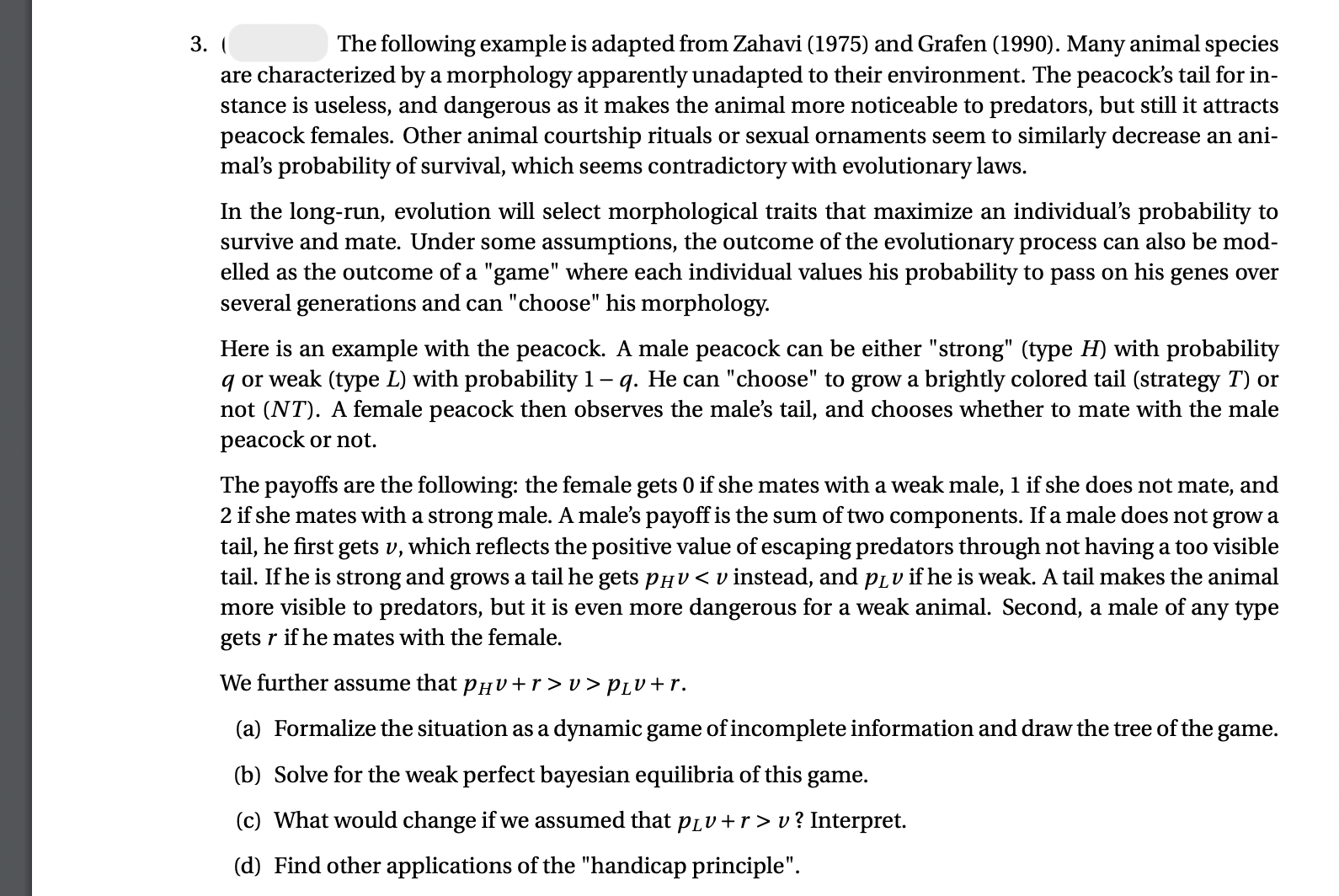 Solved 3. 1 The following example is adapted from Zahavi | Chegg.com