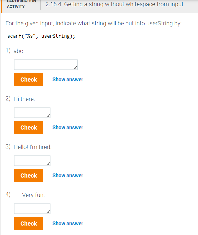 Solved ACTIVITY 2.15.4: Getting a string without whitespace | Chegg.com