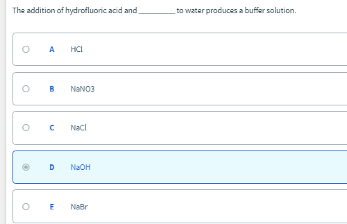 Solved The addition of hydrofluoric acid and to water | Chegg.com