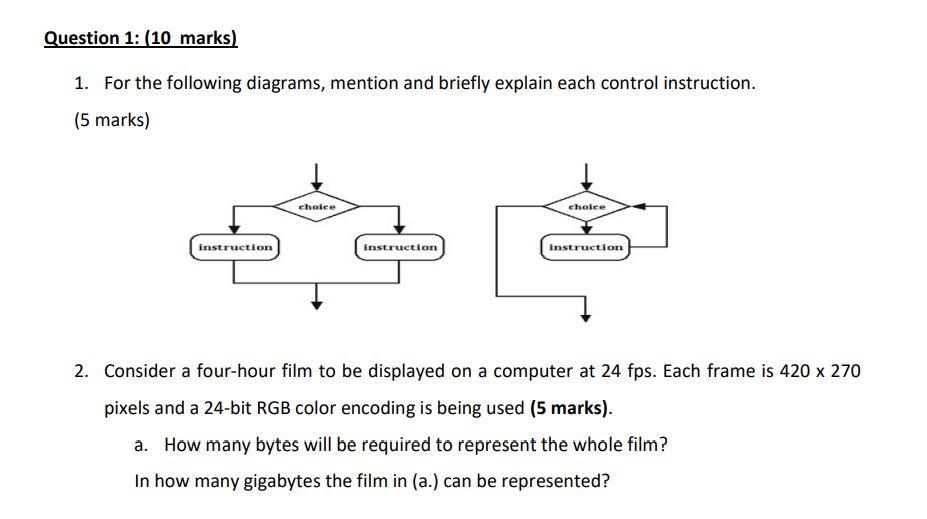 Solved Question 1: (10 marks) 1. For the following diagrams, | Chegg.com