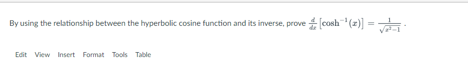 Solved -1 1 By using the relationship between the hyperbolic | Chegg.com