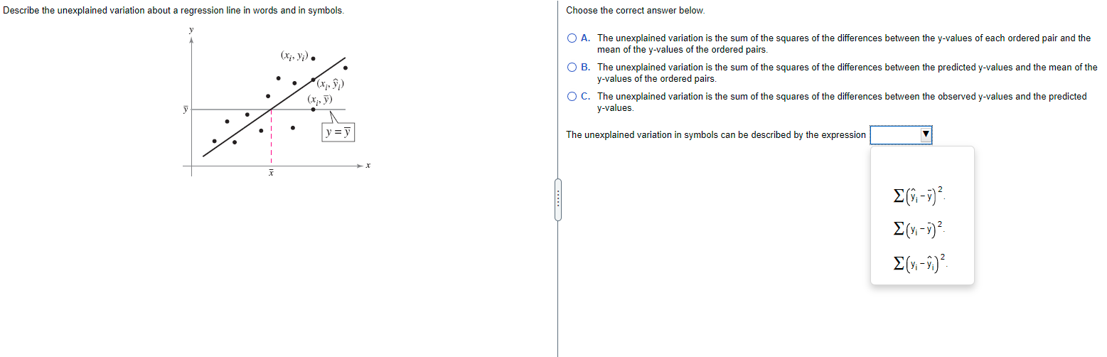 Solved Describe the unexplained variation about a regression | Chegg.com
