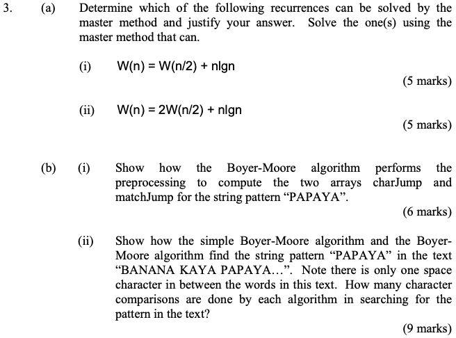 Solved 3. (a) Determine which of the following recurrences | Chegg.com