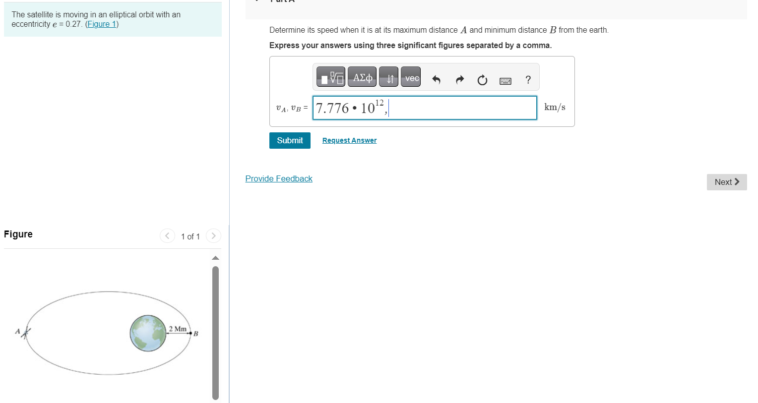 Solved The satellite is moving in an elliptical orbit with | Chegg.com