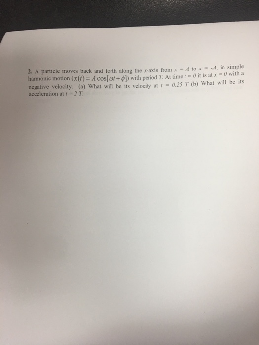 Solved 2. A particle moves back and forth along the x-axis | Chegg.com