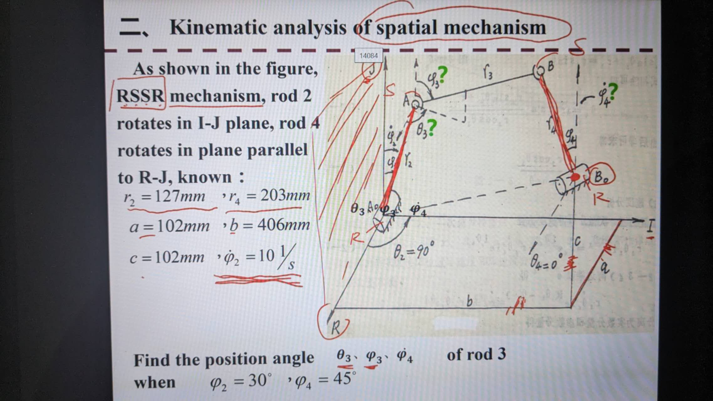 二、 Kinematic analysis of spatial mechanism As shown | Chegg.com