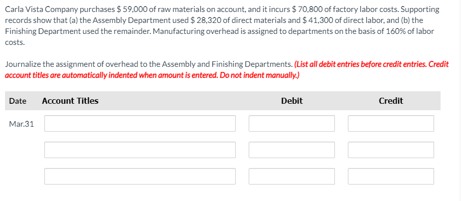 Solved Carla Vista Company purchases $ 59,000 of raw | Chegg.com
