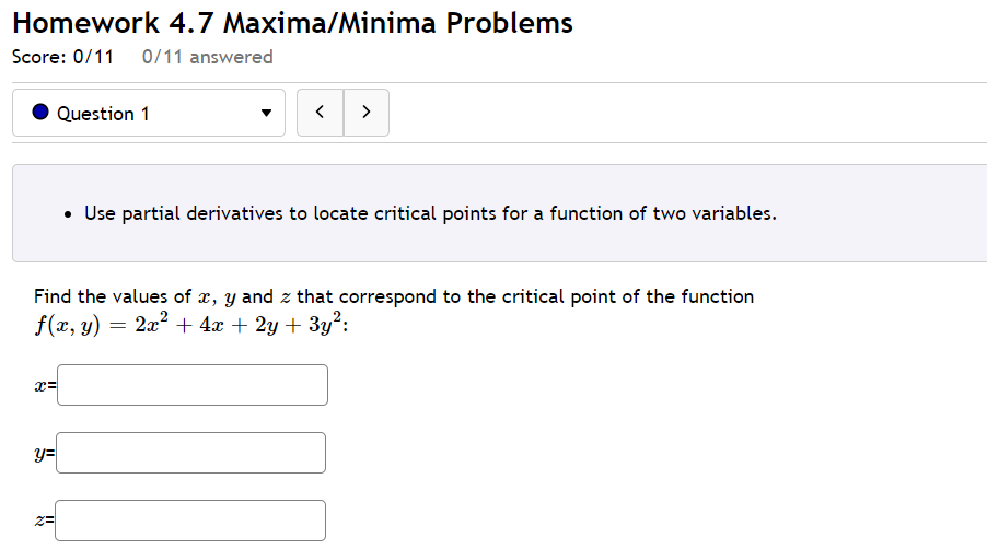 Solved Homework 4.7 Maxima/Minima Problems Score: 0/110/11 | Chegg.com