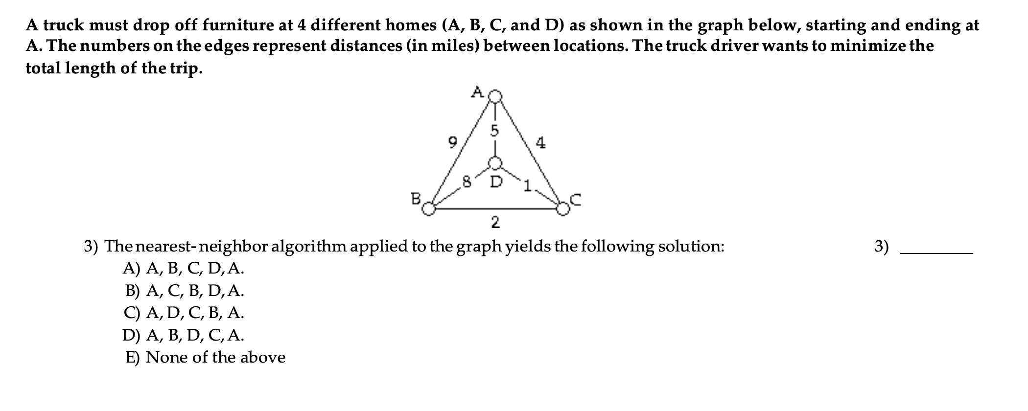 Solved IMPORTANT: Instead of nearest-neighbor algorithm, use | Chegg.com