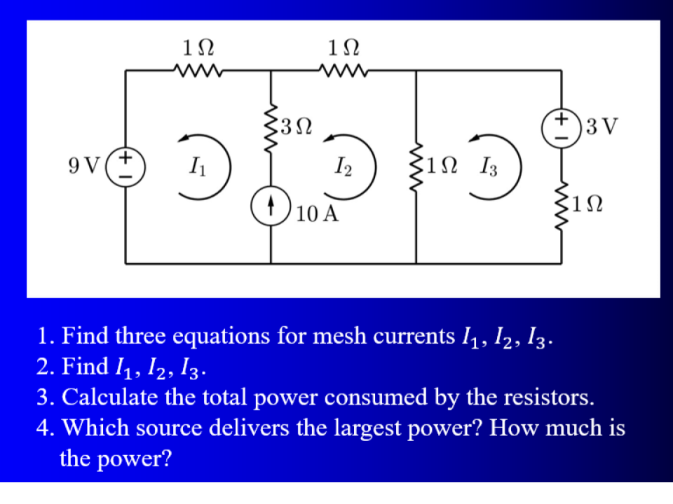 Solved Find three equations for mesh currents | Chegg.com