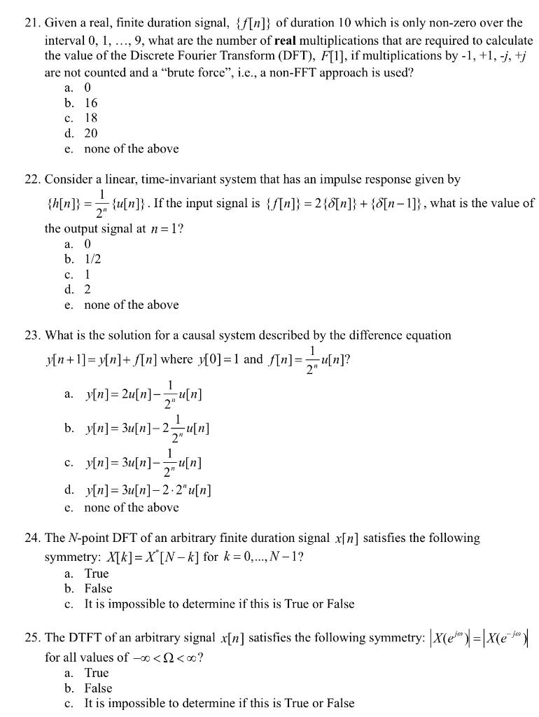 Solved 21 Given A Real Finite Duration Signal {f[n]} Of