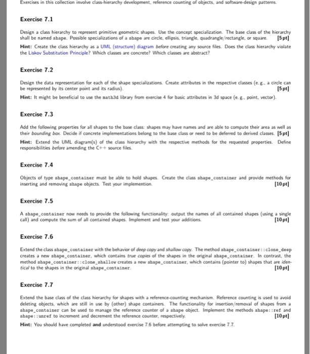 Solved Exercises in this collection involve class-hierarchy | Chegg.com