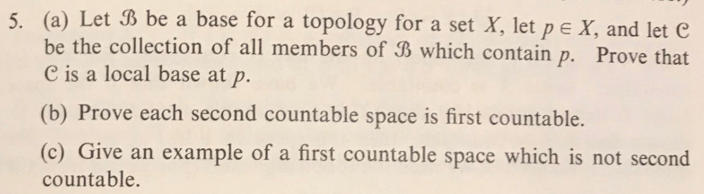 Solved 5. (a) Let B be a base for a topology for a set X, | Chegg.com