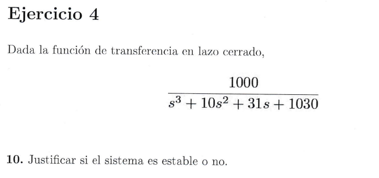 Solved Ejercicio 4Dada la función de transferencia en lazo | Chegg.com