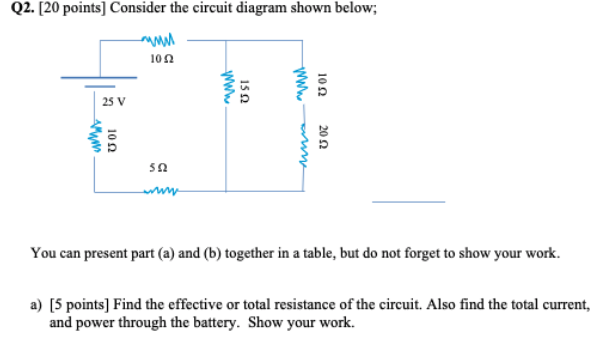 Solved Q2. [20points]Consider the circuit diagram shown | Chegg.com