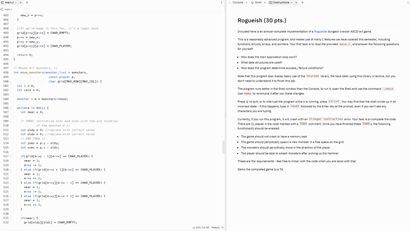 Please help with C PROGRAMMING. This is a skeleton | Chegg.com