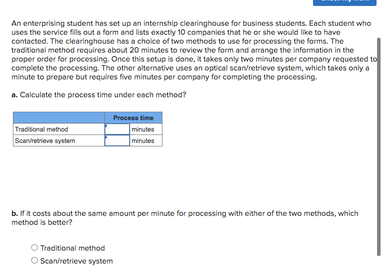 Solved An enterprising student has set up an internship | Chegg.com