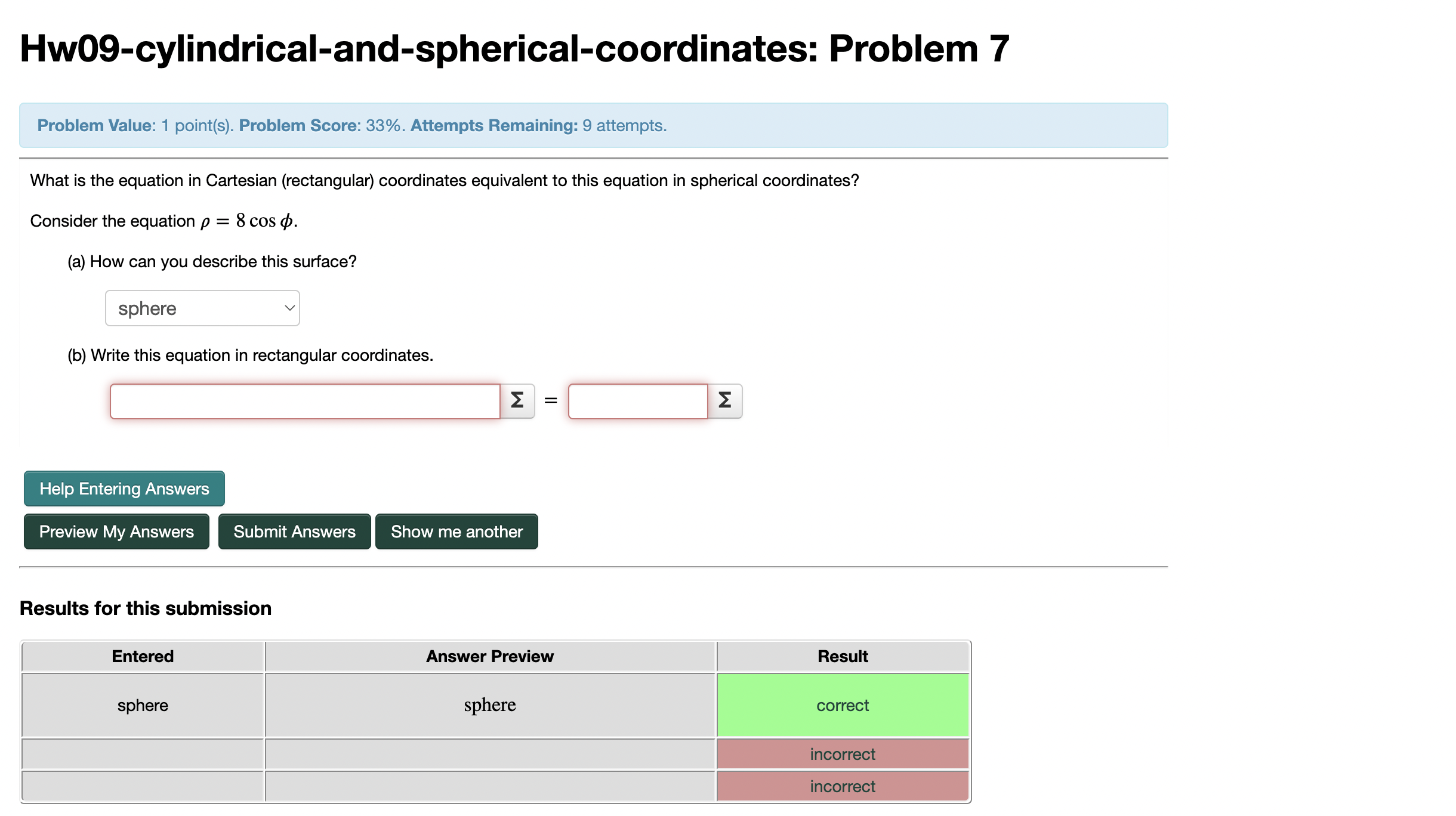 Solved Hw09-cylindrical-and-spherical-coordinates: Problem 7 | Chegg.com